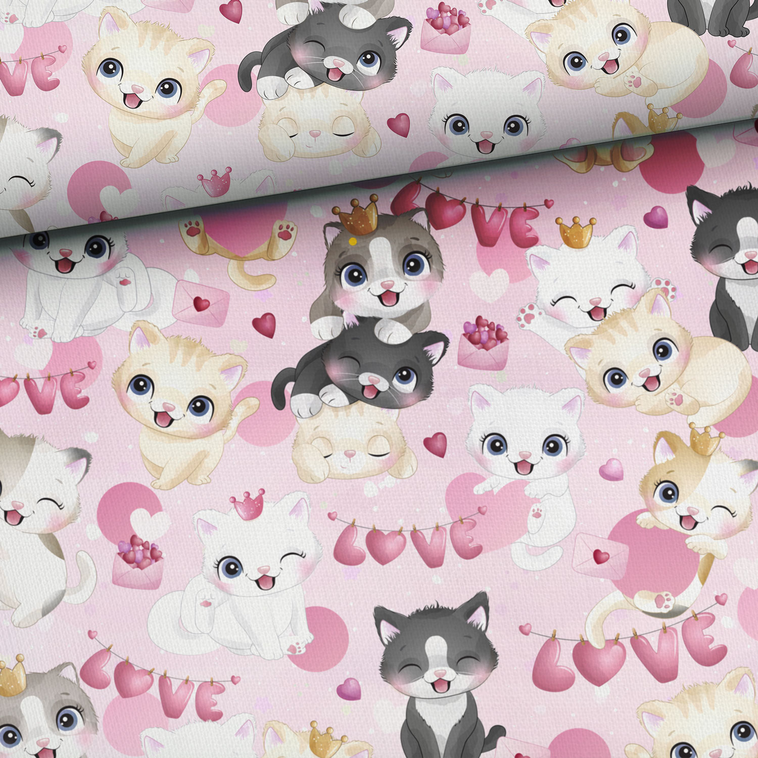 Stoffschreinerei Tolle Stoffe für dich und dein Handwerk - French Terry "Verliebte Kätzchen" Kombi