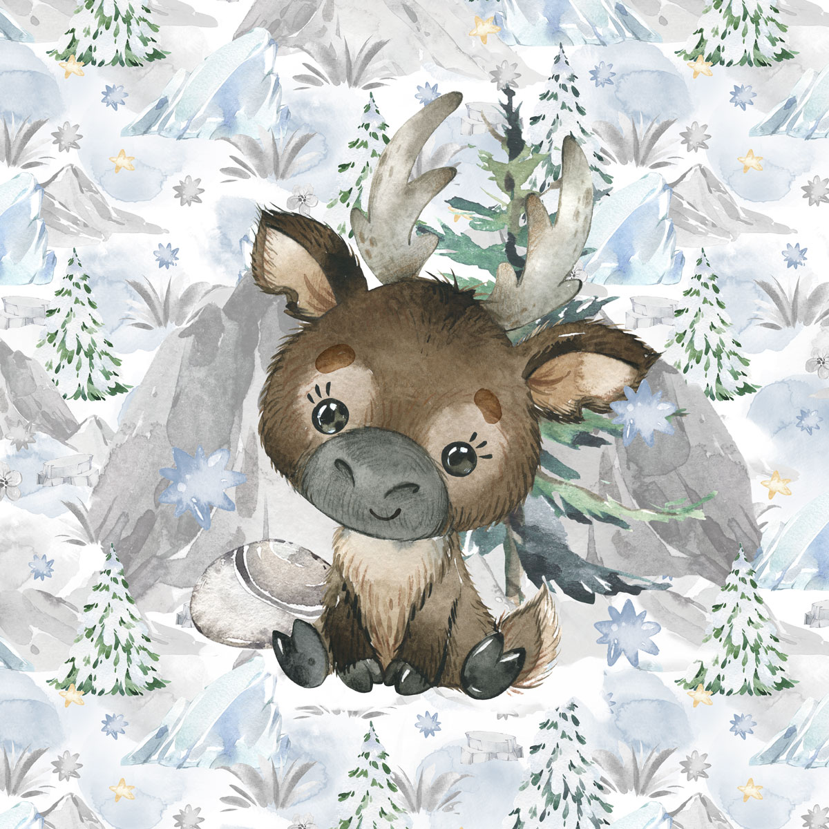 Stoffschreinerei Tolle Stoffe für dich und dein Handwerk - French Terry - Panel Bergwinter Rentier